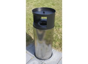 4260058030800 - Standaschenbecher FLORENZ Innen- & Außenbereich Sandbefüllung mit feuerhemmendem Abfallkorb Volumen 75 l Ø 380 x H 900 mm Edelstahl schwarz