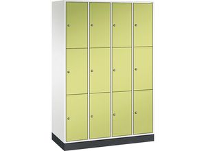 4062084632535 - 3er-Schließfachschrank Intro 4 Abteile reinweiß   viridingrün BxT 1220 x 500 mm