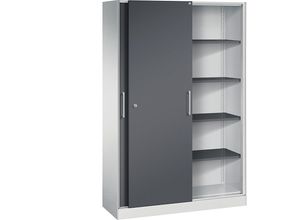 4059369532741 - C+P Schiebetürenschrank Asisto H1980xB1200xT435mm Korpus Lichtgrau Fronten Schwarzgrau Anzahl Fächer 4