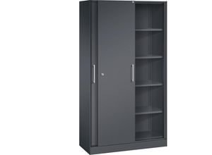 4051803273838 - C+P Schiebetürenschrank Asisto H1980xB1000xT435mm Korpus Schwarzgrau Fronten Schwarzgrau Anzahl Fächer 4