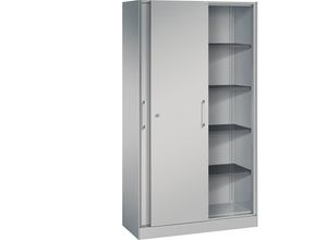 4050646447185 - C+P Schiebetürenschrank Asisto H1980xB1000xT435mm Korpus Weißaluminium Fronten Weißaluminium Anzahl Fächer 4