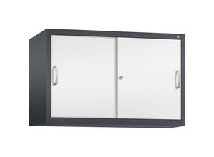 4063332003510 - ACURADO Aufsatzschrank mit Schiebetüren 1 Fachboden HxBxT 790 x 1200 x 500 mm schwarzgrau   verkehrsweiß