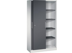 4059369512392 - C+P Schiebetürenschrank Asisto H1980xB1000xT435mm Korpus Lichtgrau Fronten Schwarzgrau Anzahl Fächer 4