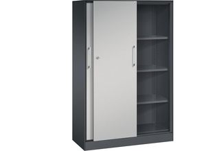 4061261632696 - C+P Schiebetürenschrank Asisto H1635xB1000xT435mm Korpus Schwarzgrau Fronten Weißaluminium Anzahl Fächer 3