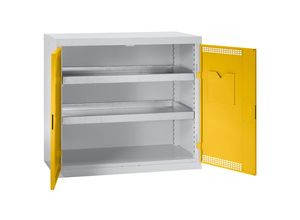 4031068146627 - Umweltschrank und Gefahrstoffschrank mit Zwangsbelüftung HxBxT 90x100x50 cm 2 dichtgeschweißte Wannen lichtgrau   signalgelb - Stumpf