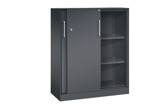 4062084808725 - C+P Schiebetürenschrank Asisto H1310xB1000xT435mm Korpus Schwarzgrau Fronten Schwarzgrau Anzahl Fächer 2