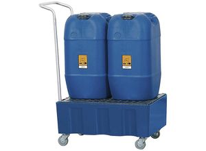 4250101107696 - PE-Auffangwanne für 60-Liter-Fässer Auffangvolumen 60 l fahrbar mit PE-Gitterrost