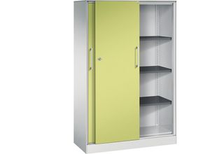 4062084808343 - C+P Schiebetürenschrank Asisto H1635xB1000xT435mm Korpus Lichtgrau Fronten Viridingrün Anzahl Fächer 3