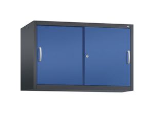 4052574954360 - ACURADO Aufsatzschrank mit Schiebetüren 1 Fachboden HxBxT 790 x 1200 x 500 mm schwarzgrau   enzianblau