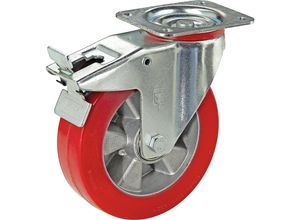 4053357004920 - Polyurethan-Reifen auf Alu-Felge Rad-Ø x Breite 100 x 40 mm Lenkrolle mit Doppelstopp Tragfähigkeit 200 kg Wicke