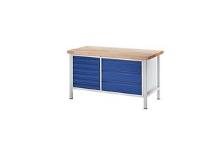 4040376981738 - Werkbank Gestellbauweise 6 Schubladen Größe L 3 Schubladen Größe XL Tiefe 700 mm Breite 1500 mm RAU