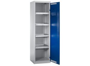 4031068146641 - Umweltschrank und Gefahrstoffschrank - Säule mit Zwangsbelüftung HxBxT 180x50x50 cm 4 dichtgeschweißte Wannen lichtgrau   enzianblau - Stumpf