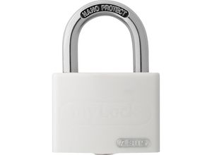 4003318802874 - ABUS Zylindervorhangschloss T65AL 40 weiß Lock-Tag Schlosskörperbreite 43 mm Aluminium verschiedenschließend