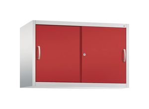 4063332003589 - ACURADO Aufsatzschrank mit Schiebetüren 1 Fachboden HxBxT 790 x 1200 x 500 mm lichtgrau   feuerrot