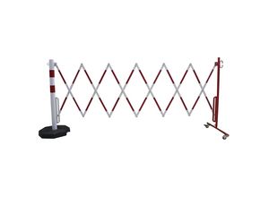 4250912308121 - CrashStop Sperrpfosten mit Scherengitter Rundrohr Ø 60 mm mit mobiler Fußplatte reflektierend rot   weiß Länge max 3600 mm