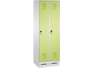 4053597506703 - EVOLO Garderobenschrank mit Sockel 2 Abteile Abteilbreite 300 mm lichtgrau   viridingrün