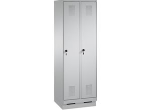 4056211608630 - EVOLO Garderobenschrank mit Sockel 2 Abteile Abteilbreite 300 mm weißaluminium   weißaluminium