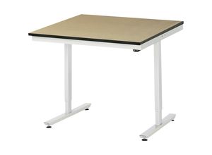 4040376062598 - Rau Arbeitstisch Adlatus elektrisch höhenverstellbar 22 mm MDF-Platte bis 150 kg B 1000 x T 1000 x H 720-1120 mm braun lichtgrau