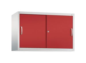 4063332001943 - ACURADO Aufsatzschrank mit Schiebetüren 1 Fachboden HxBxT 790 x 1200 x 400 mm lichtgrau   feuerrot