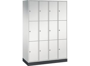 4025314696967 - INTRO Stahl-Schließfachschrank Fachhöhe 580 mm BxT 1220 x 500 mm 12 Fächer Korpus lichtgrau Türen lichtgrau