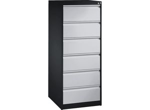 4025314218800 - Karteikartenschrank ACURADO 2-bahnig 6 Schübe schwarzgrau   weißaluminium