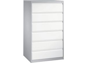 4062084676447 - Karteikartenschrank ACURADO 3-bahnig 6 Schübe weißaluminium   verkehrsweiß