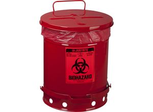 0697841052482 - Stahlblech-Sicherheits-Entsorgungsbehälter für biogefährliche Abfälle BIOHAZARD-Aufkleber Volumen 34 l mit Pedal rot ab 5 Stk