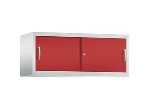 4063332003435 - ACURADO Aufsatzschrank mit Schiebetüren HxBxT 500 x 1200 x 500 mm lichtgrau   feuerrot