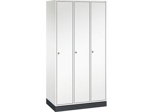 4061261120674 - INTRO Stahl-Garderobenschrank Breite 920 mm 3 Abteile Korpus reinweiß Türen reinweiß