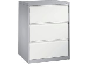 4062084675570 - Hängeregistraturschrank ACURADO 2-bahnig 3 Schübe weißaluminium   verkehrsweiß