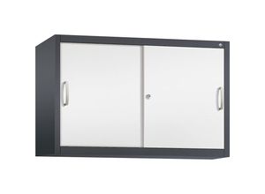 4063332001882 - ACURADO Aufsatzschrank mit Schiebetüren 1 Fachboden HxBxT 790 x 1200 x 400 mm schwarzgrau   verkehrsweiß