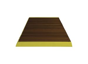 4260061897988 - Holzlaufrost Yoga dunkel gebeizt pro lfd m mit Anschrägung inkl gelber Auffahrkanten Breite 800 mm Miltex