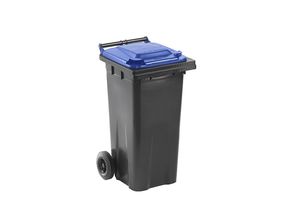 4061753288295 - Mülltonne DIN EN 840 Volumen 120 l BxHxT 505 x 1005 x 555 mm anthrazit Deckel blau kaiserkraft