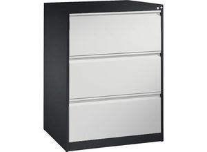 4025314220636 - Karteikartenschrank ACURADO 2-bahnig 3 Schübe schwarzgrau   lichtgrau