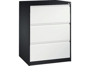 4062084675563 - Hängeregistraturschrank ACURADO 2-bahnig 3 Schübe schwarzgrau   verkehrsweiß