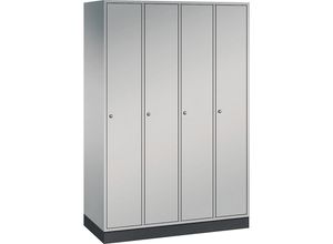 4061261120919 - C+P Garderobenschrank Intro H1950xB1220xT490mm Korpus Weißaluminium Türen Weißaluminium Abteile 4 Abteilbreite 300 Fächer 4 Zylinderschloss