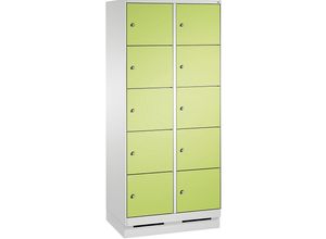 4056211574003 - EVOLO Fächerschrank mit Sockel 2 Abteile je 5 Fächer Abteilbreite 400 mm lichtgrau   viridingrün