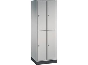 4061261121374 - INTRO doppelstöckiger Stahl-Garderobenschrank BxT 620 x 500 mm 4 Fächer Korpus weißaluminium Türen weißaluminium