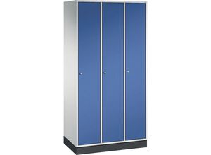 4025314651508 - C+P Garderobenschrank Intro H1950xB920xT490mm Korpus Lichtgrau Türen Enzianblau Abteile 3 Abteilbreite 300 Fächer 3 Zylinderschloss