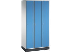 4025314651461 - C+P Garderobenschrank Intro H1950xB920xT490mm Korpus Lichtgrau Türen Lichtblau Abteile 3 Abteilbreite 300 Fächer 3 Zylinderschloss