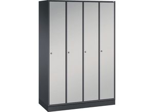 4055404427485 - C+P Garderobenschrank Intro H1950xB1220xT490mm Korpus Schwarzgrau Türen Weißaluminium Abteile 4 Abteilbreite 300 Fächer 4 Zylinderschloss