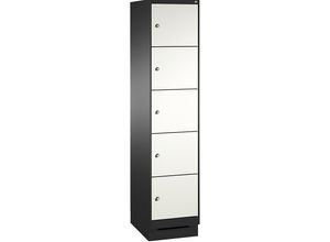 4056211572832 - EVOLO Fächerschrank mit Sockel 1 Abteil 5 Fächer Abteilbreite 400 mm schwarzgrau   verkehrsweiß