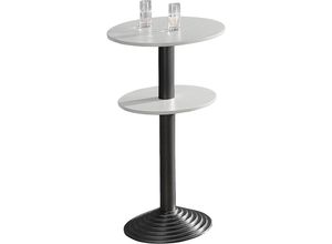 3700245510087 - Bistrotisch mit Gusseisenfuß 2 Tischplatten Abstand 30 cm lichtgrau Säule schwarz