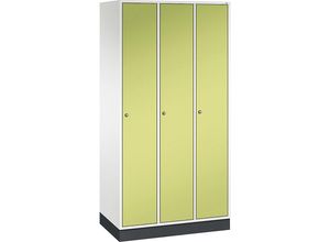 4061261120681 - INTRO Stahl-Garderobenschrank Breite 920 mm 3 Abteile Korpus reinweiß Türen viridingrün