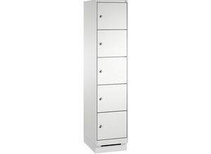 4056211528235 - EVOLO Fächerschrank mit Sockel 1 Abteil 5 Fächer Abteilbreite 400 mm lichtgrau