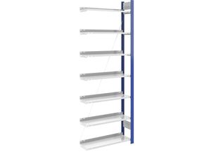 4250623705646 - Ordner-Steckregal einseitig Höhe 2350 mm BxT 750 x 300 mm Anbauregal blau   grau