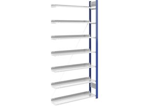 4250623705653 - Ordner-Steckregal einseitig Höhe 2350 mm BxT 1000 x 300 mm Anbauregal blau   grau