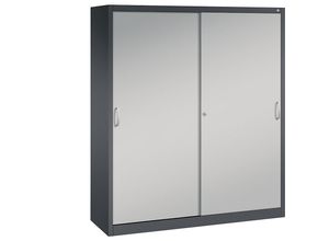 4063332005965 - C+P Schiebetürenschrank Acurado H1950xB1600xT500mm Korpus Schwarzgrau Fronten Weißaluminium Anzahl Fächer 6