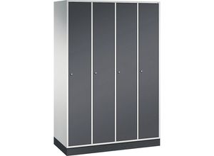 4055404427522 - C+P Garderobenschrank Intro H1950xB1220xT490mm Korpus Lichtgrau Türen Schwarzgrau Abteile 4 Abteilbreite 300 Fächer 4 Zylinderschloss