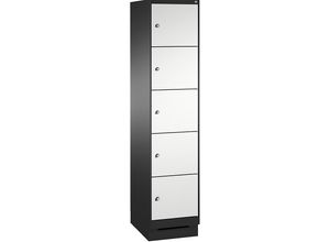 4056211572818 - EVOLO Fächerschrank mit Sockel 1 Abteil 5 Fächer Abteilbreite 400 mm schwarzgrau   lichtgrau